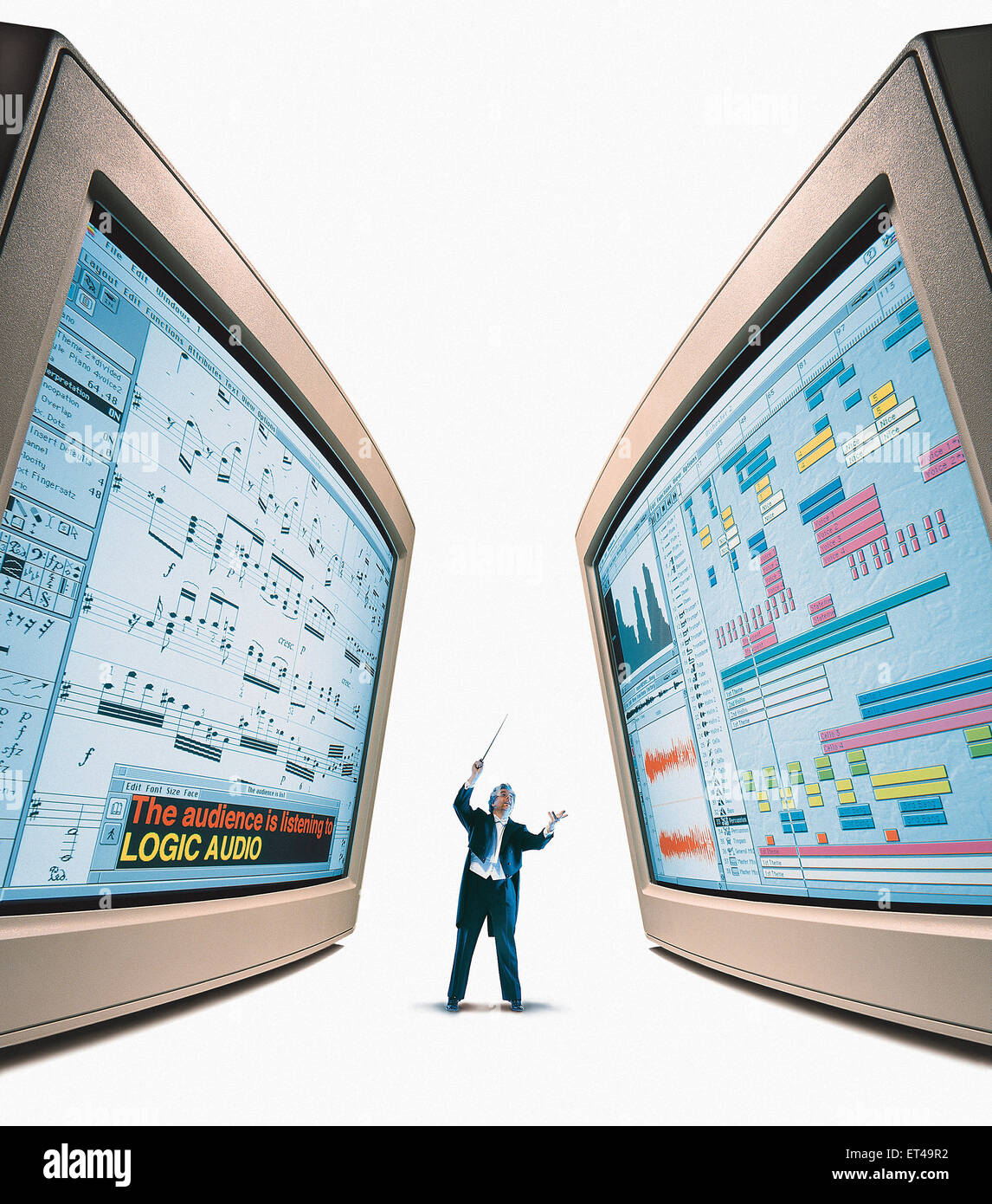 Hamburg, Germany, conductor on computer displays Stock Photo - Alamy