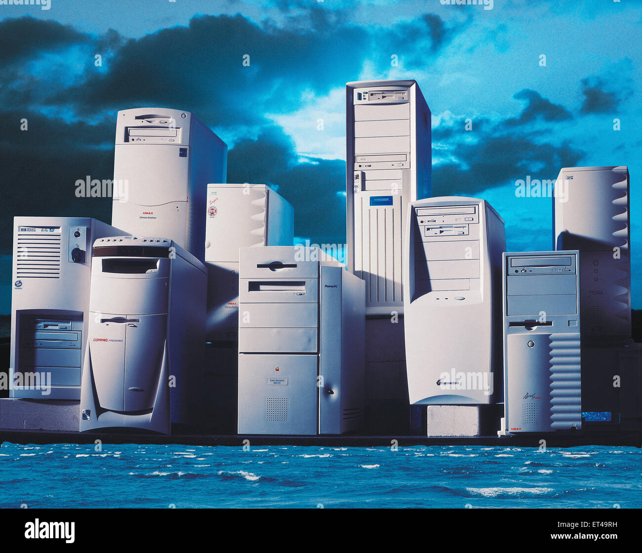 Hamburg, Germany, Skyline with computers Stock Photo - Alamy