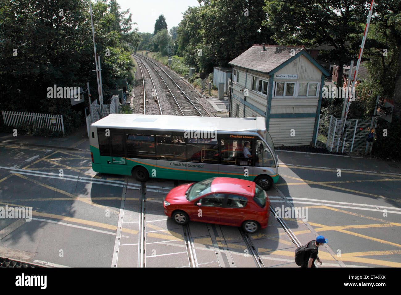 The level crossing and signal box by the railway station in Nantwich ...