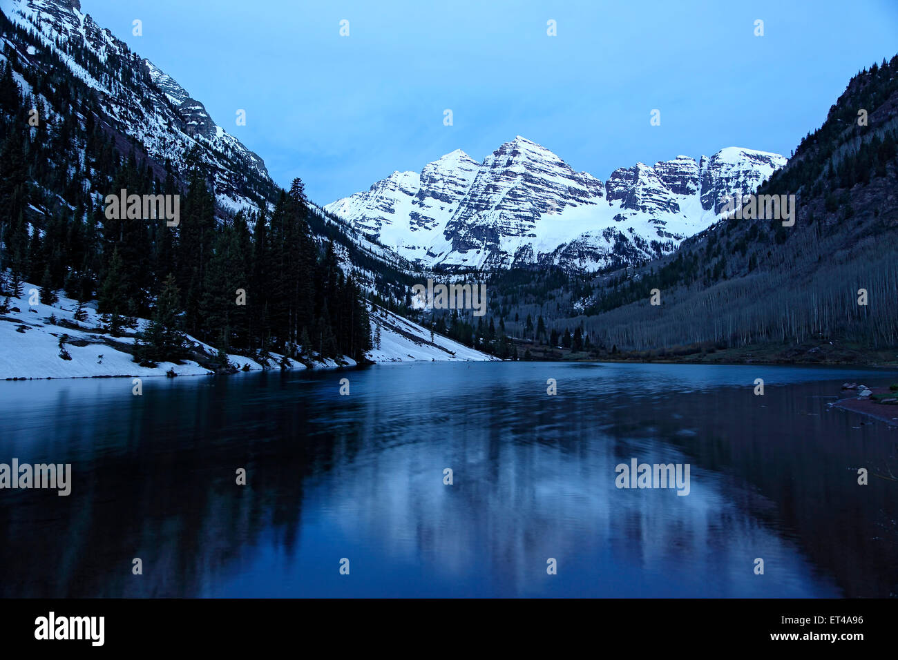 Maroon Bells under snow and Maroon Lake, White River National Forest ...