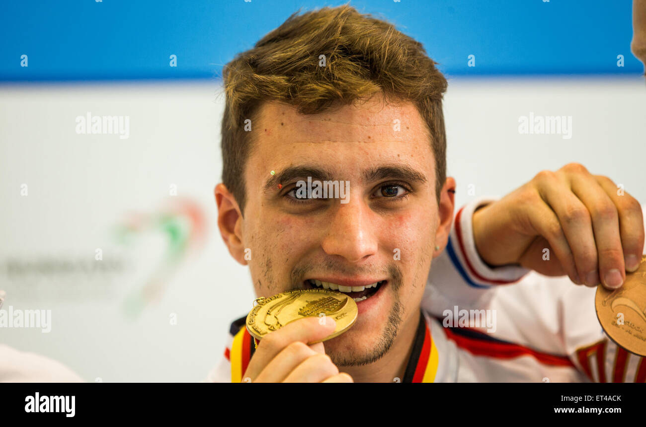 Rostock, Germany. 11th June, 2015. French diver Matthieu Rosset poses ...