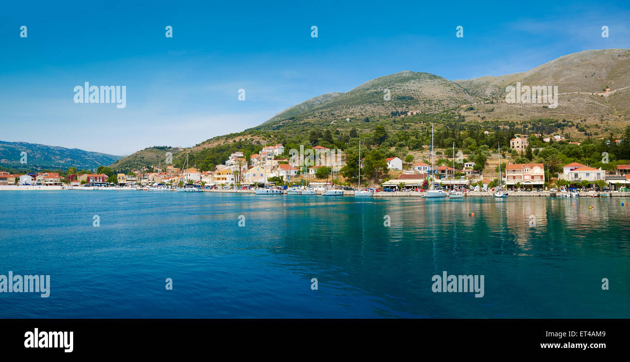 Panoramic image of Agia Efimia harbour, Kefalonia, Greece Stock Photo ...