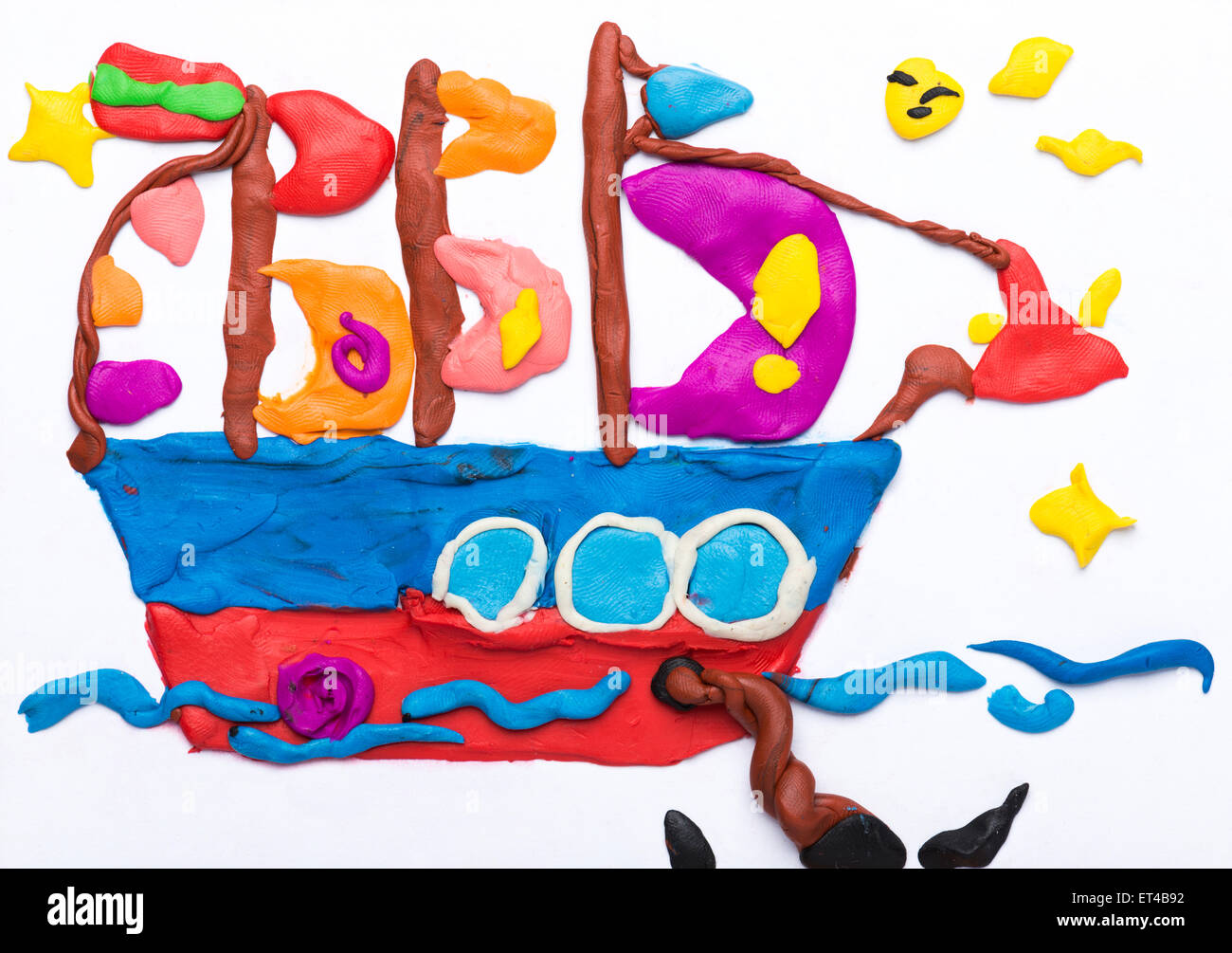 sailing ship made of plasticine Stock Photo - Alamy