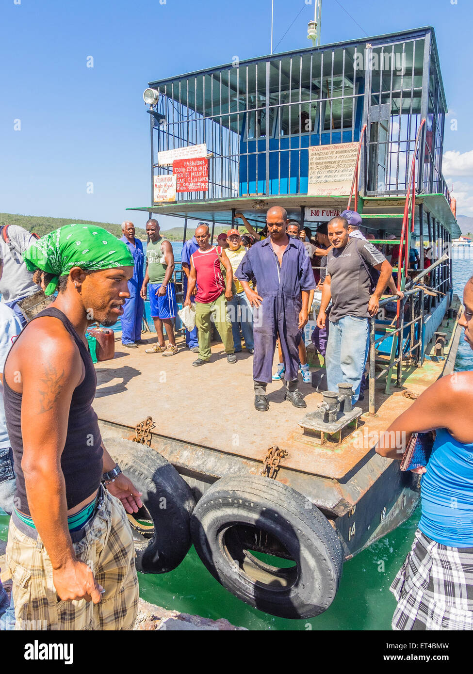 Crowded ferry boat to Cayo Granma (Island), Cuba in Santiago de Cuba ...