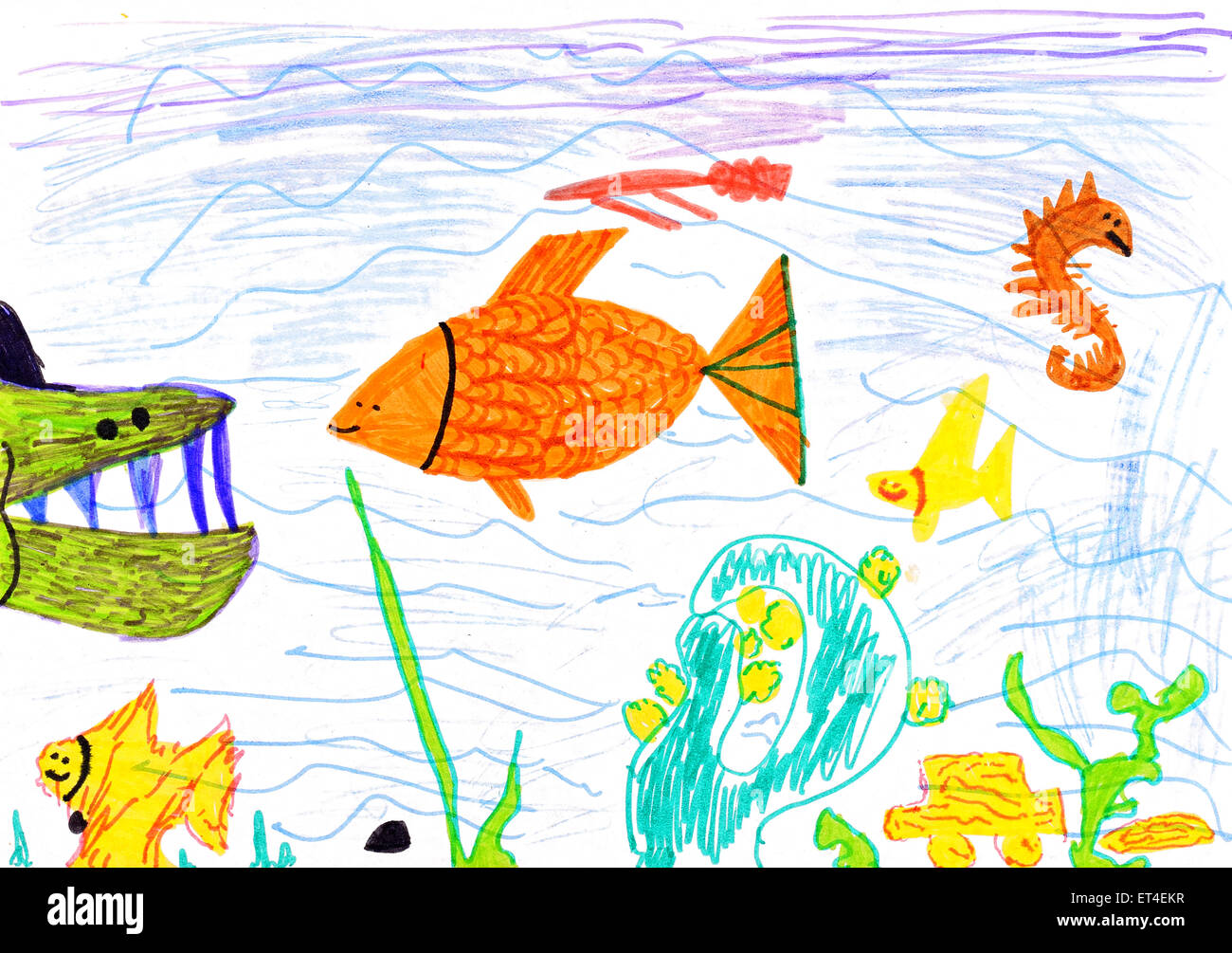 child's drawing on paper. isolated Stock Photo - Alamy