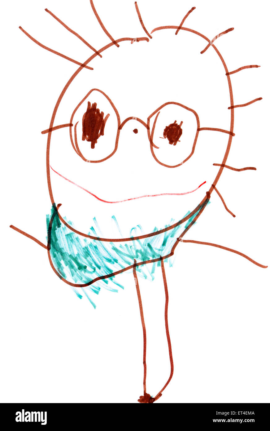 funny mug. children's drawing on paper Stock Photo - Alamy