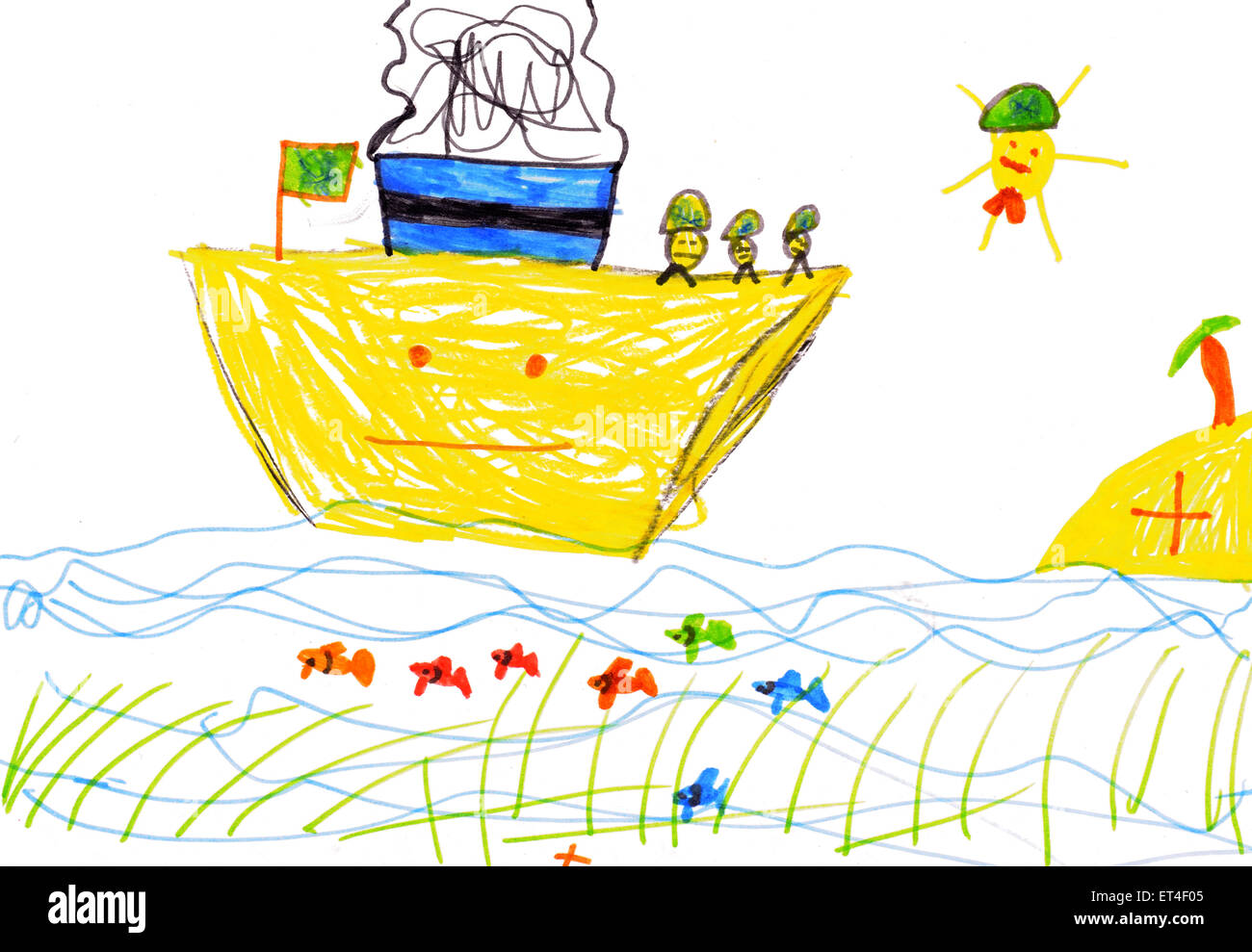 Cargo ship child drawing hi-res stock photography and images - Alamy