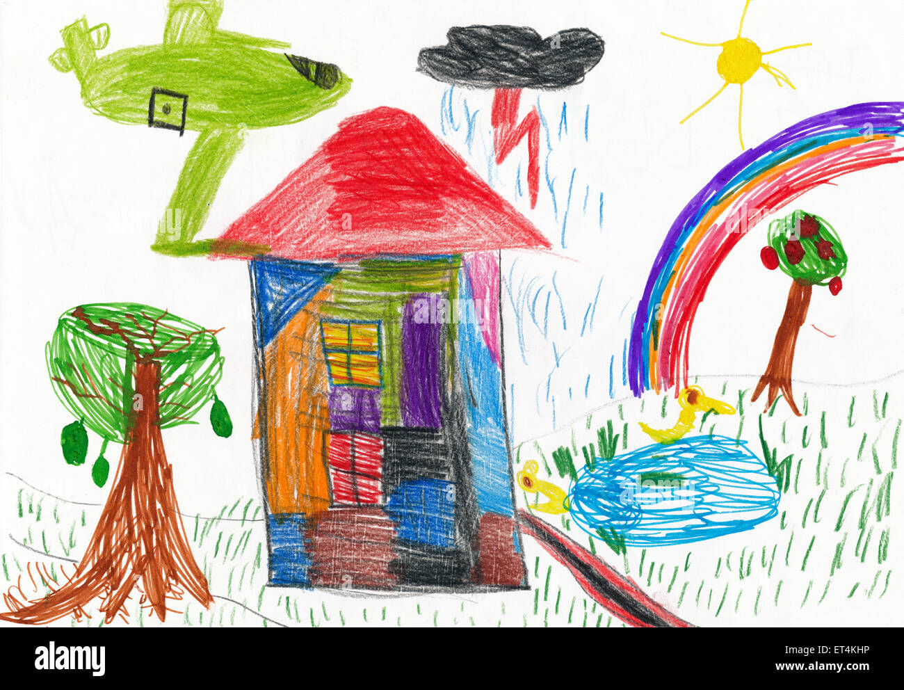 children's drawing. various fantasy Stock Photo - Alamy