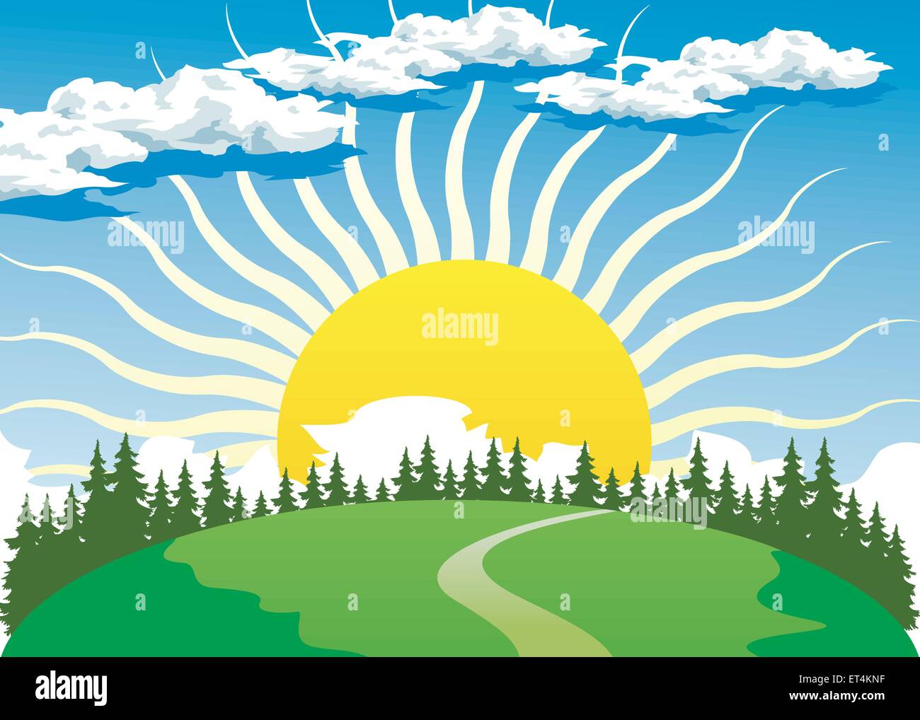 Country landscape with Sun Stock Vector Image & Art - Alamy