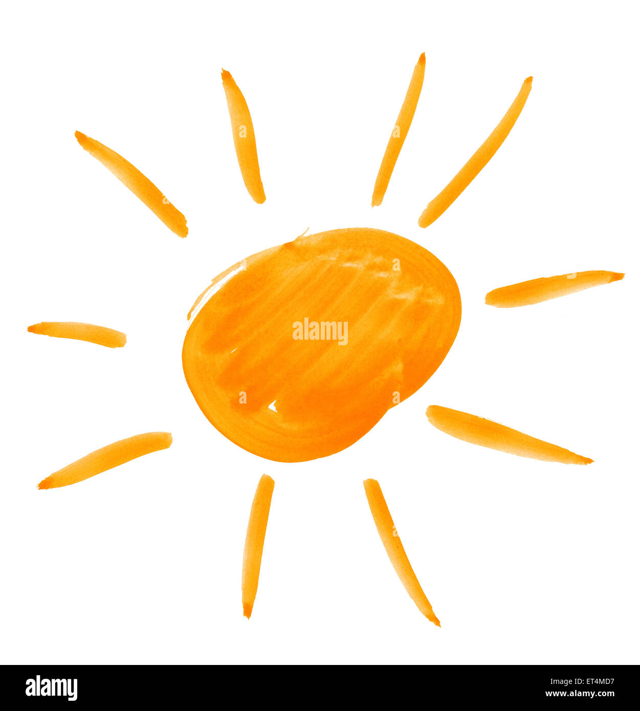 big sun. watercolor drawing on paper Stock Photo - Alamy