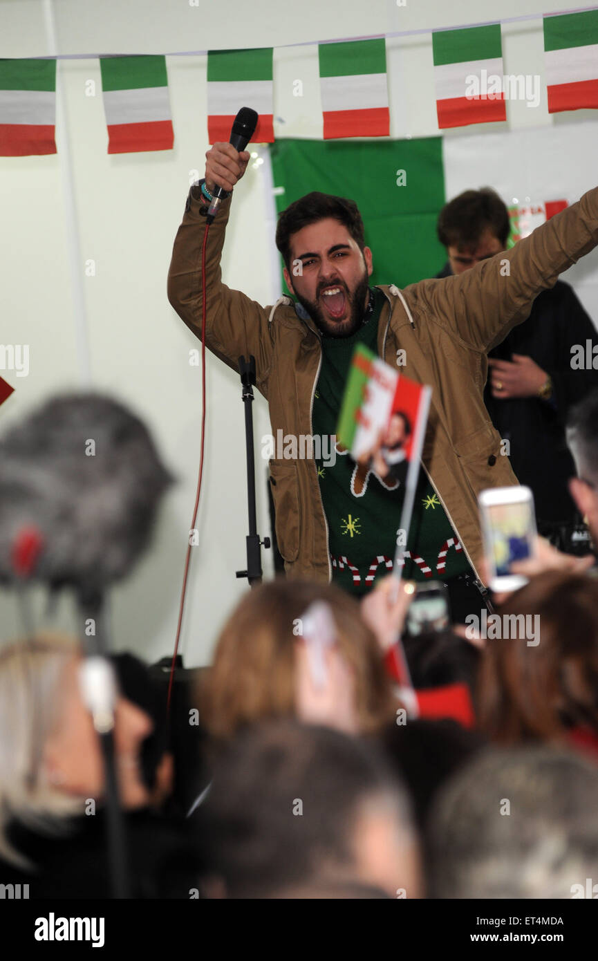 X Factor finalist Andrea Faustini Leicester Square Homecoming Featuring ...