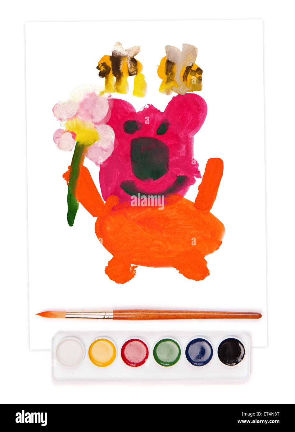 Watercolor flower honey bee hi-res stock photography and images - Alamy