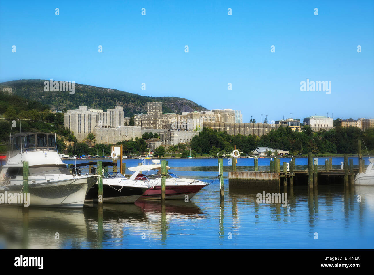 View of West Point Military Academy on Hudson River from Garrison, NY Stock Photo - Alamy