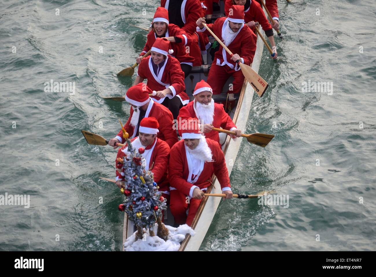 The traditional Santa Claus regatta in the Grand Canal, organized by Ca ...