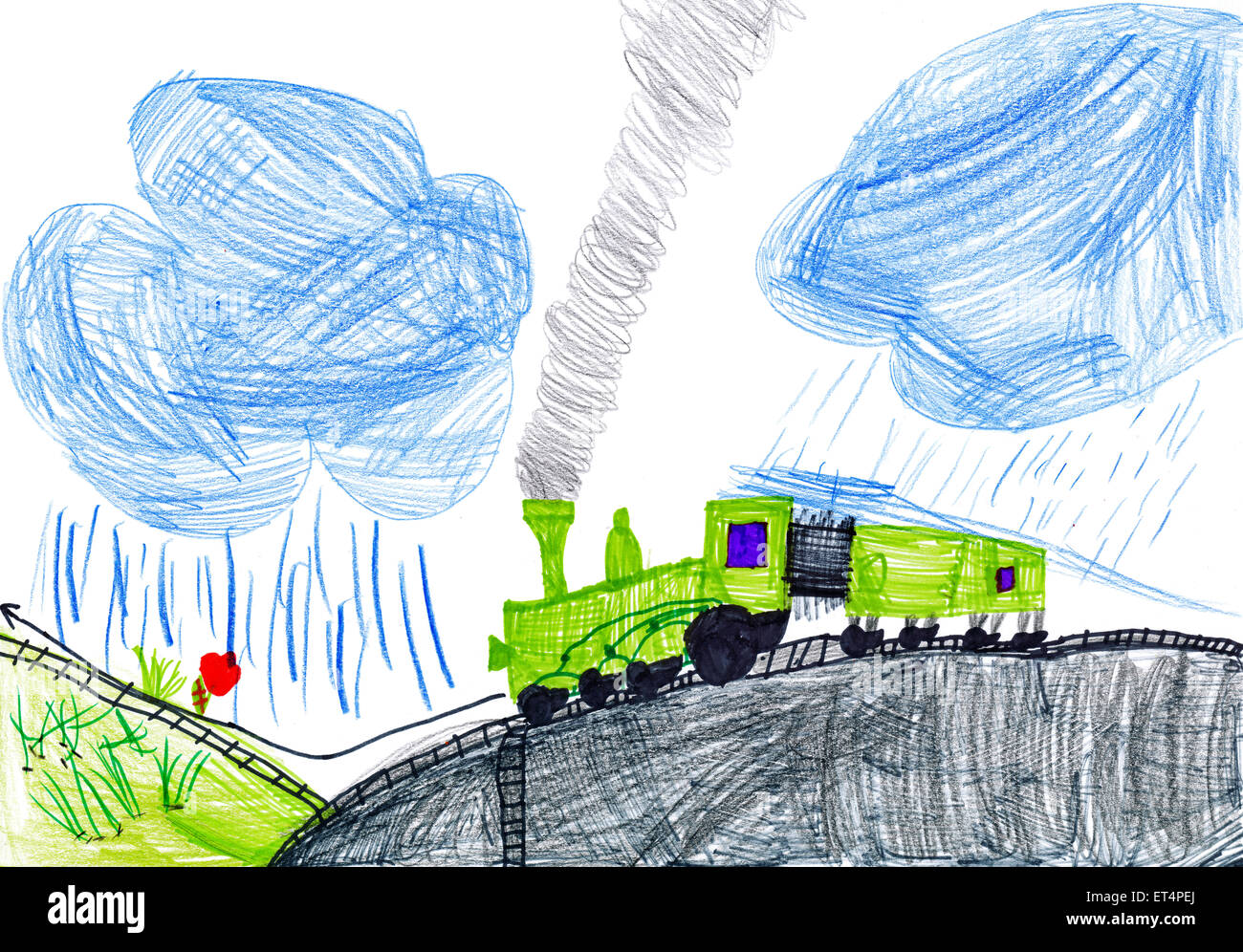 Steam train child drawing hi-res stock photography and images - Alamy