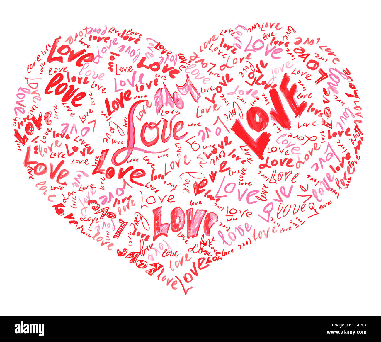 Red pencil drawing love Cut Out Stock Images & Pictures - Alamy