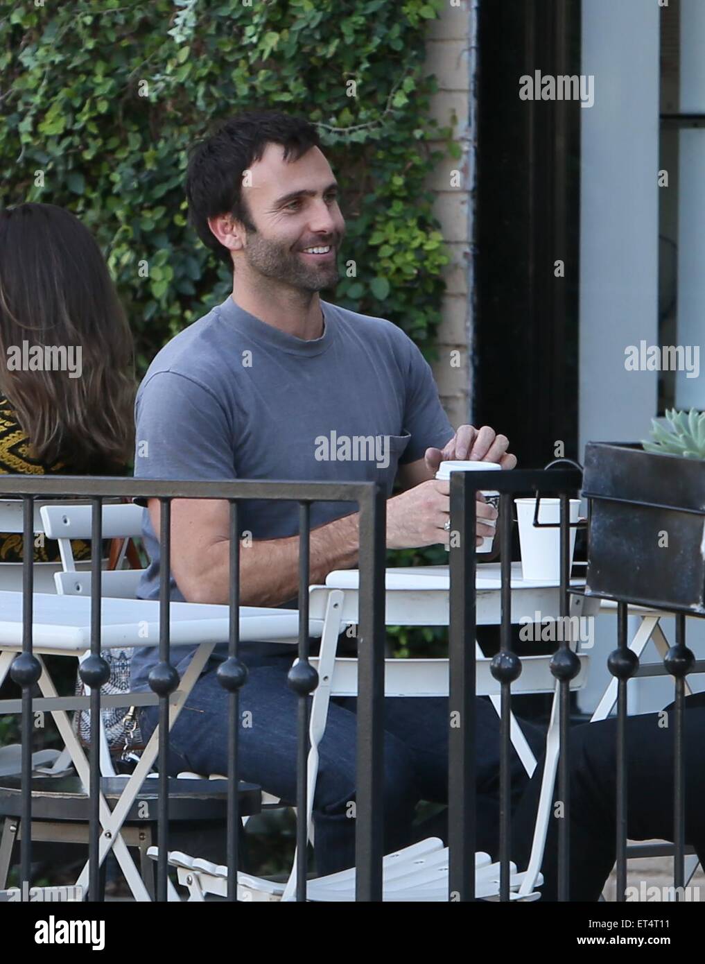 Jamie Mazur meets a friend for coffee at Alfred cafe. Featuring: Jamie ...