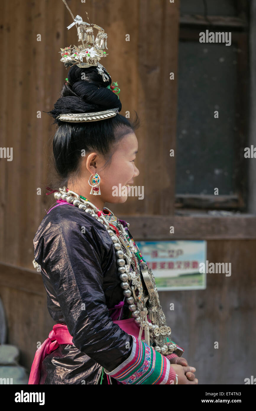 Ethnic Dong girl, Huanggang Dong Village, Guizhou Province, China Stock ...