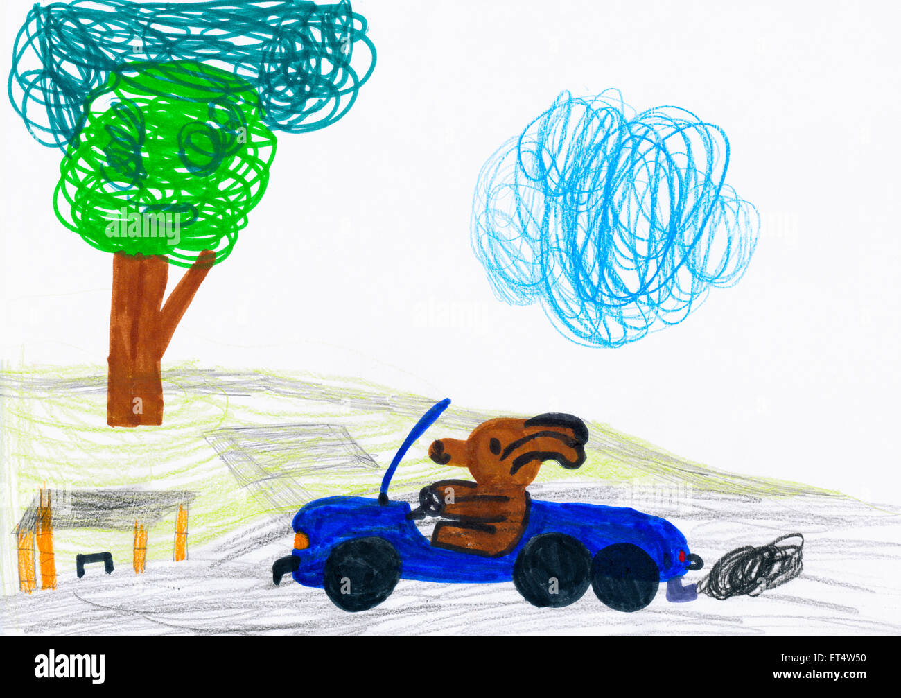 Dog driving car drawing hi-res stock photography and images - Alamy