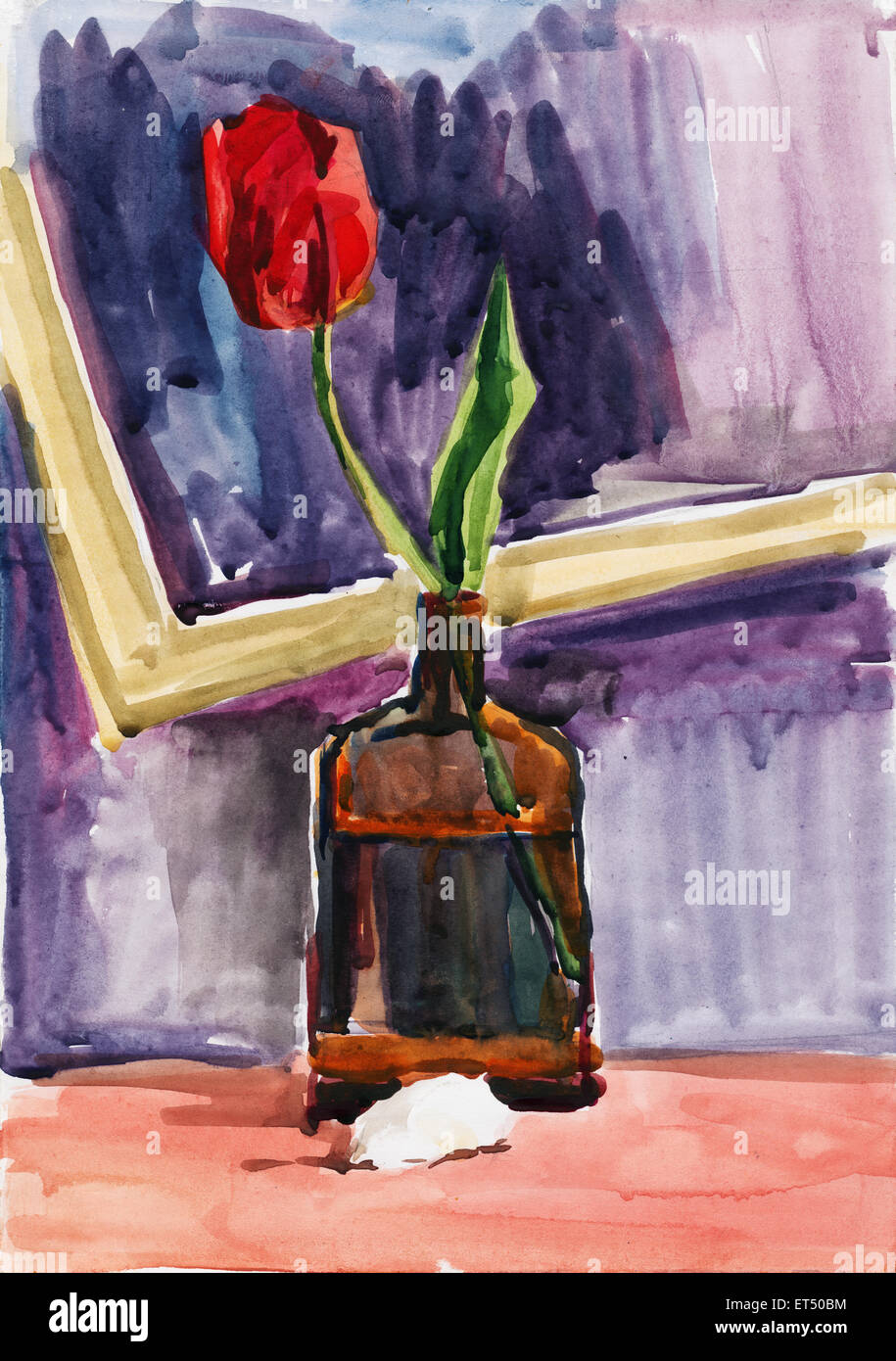 still life with flower. gouache painting Stock Photo - Alamy