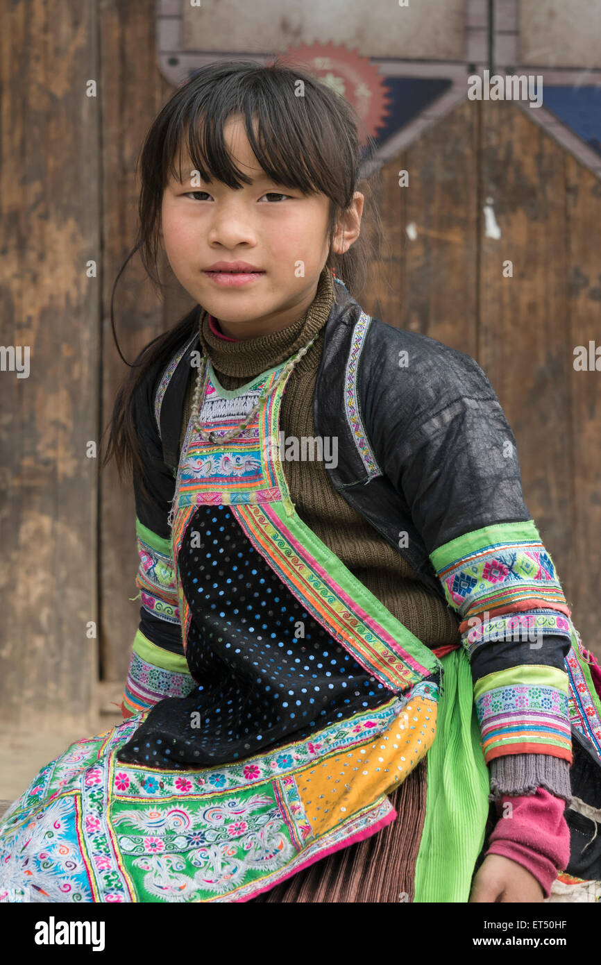 Basha Miao girl in traditional attire, Basha Gun Village, Guizhou ...