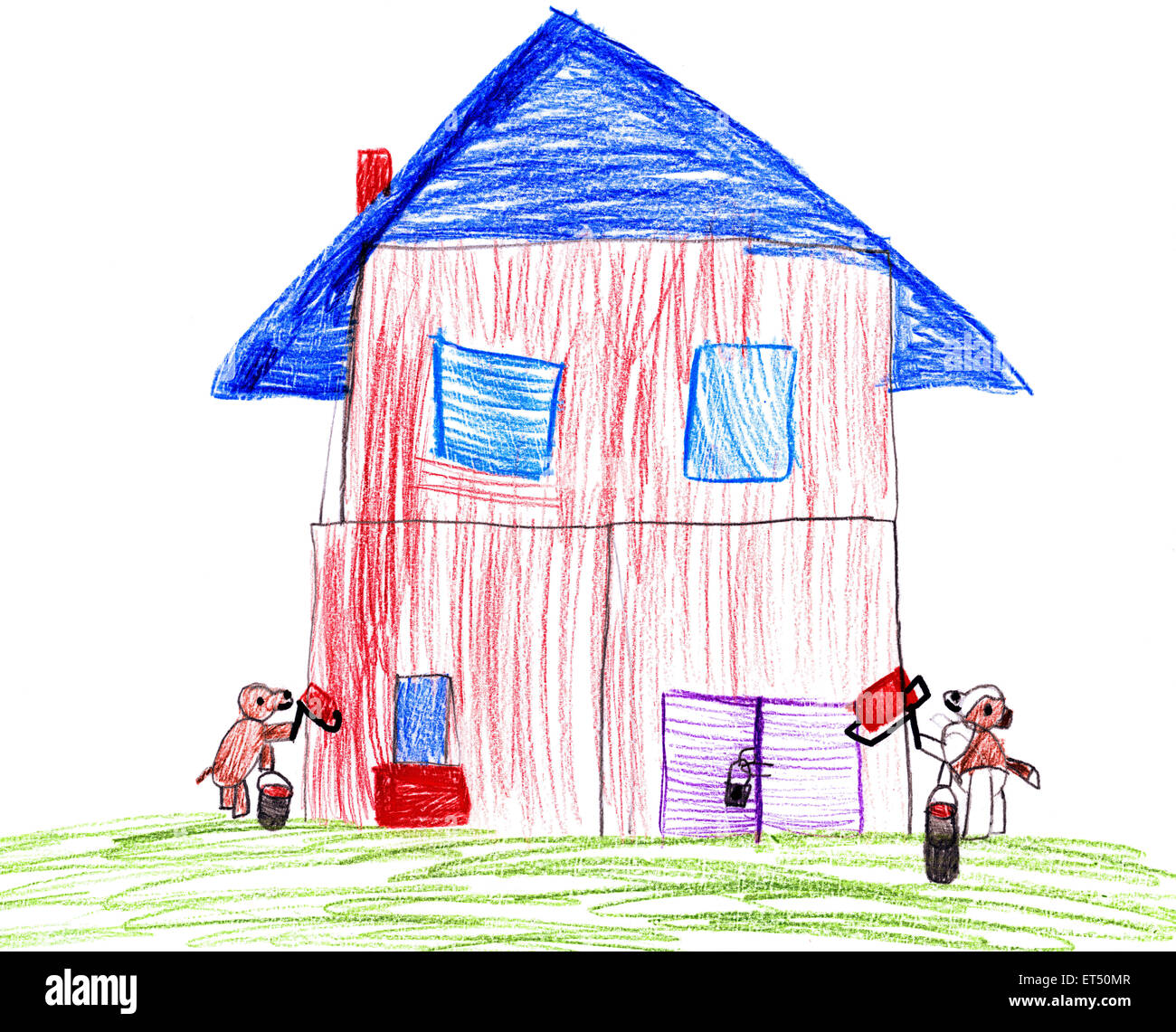 Dog paint their house. child drawing Stock Photo - Alamy
