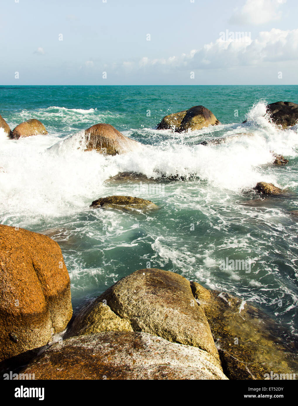 sea waves, rocks and water foam. summer holidays view Stock Photo - Alamy