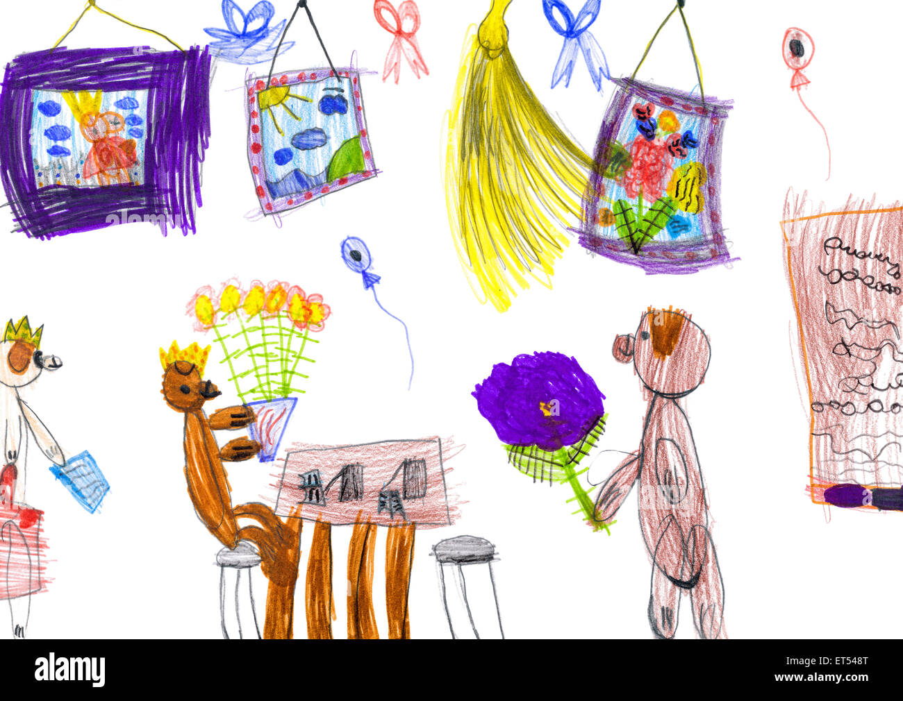 dogs go visiting. child drawing Stock Photo - Alamy