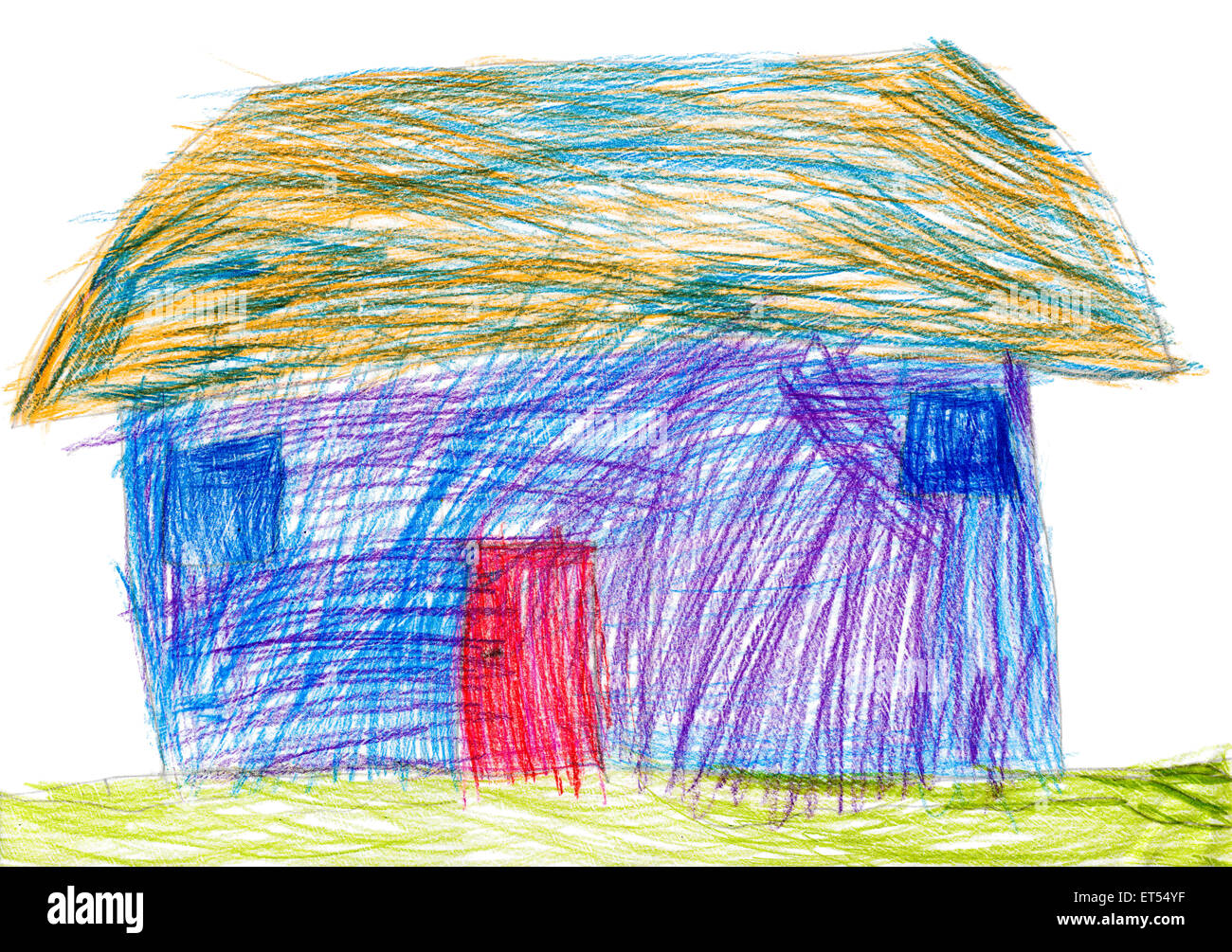 rural house. child drawing Stock Photo - Alamy
