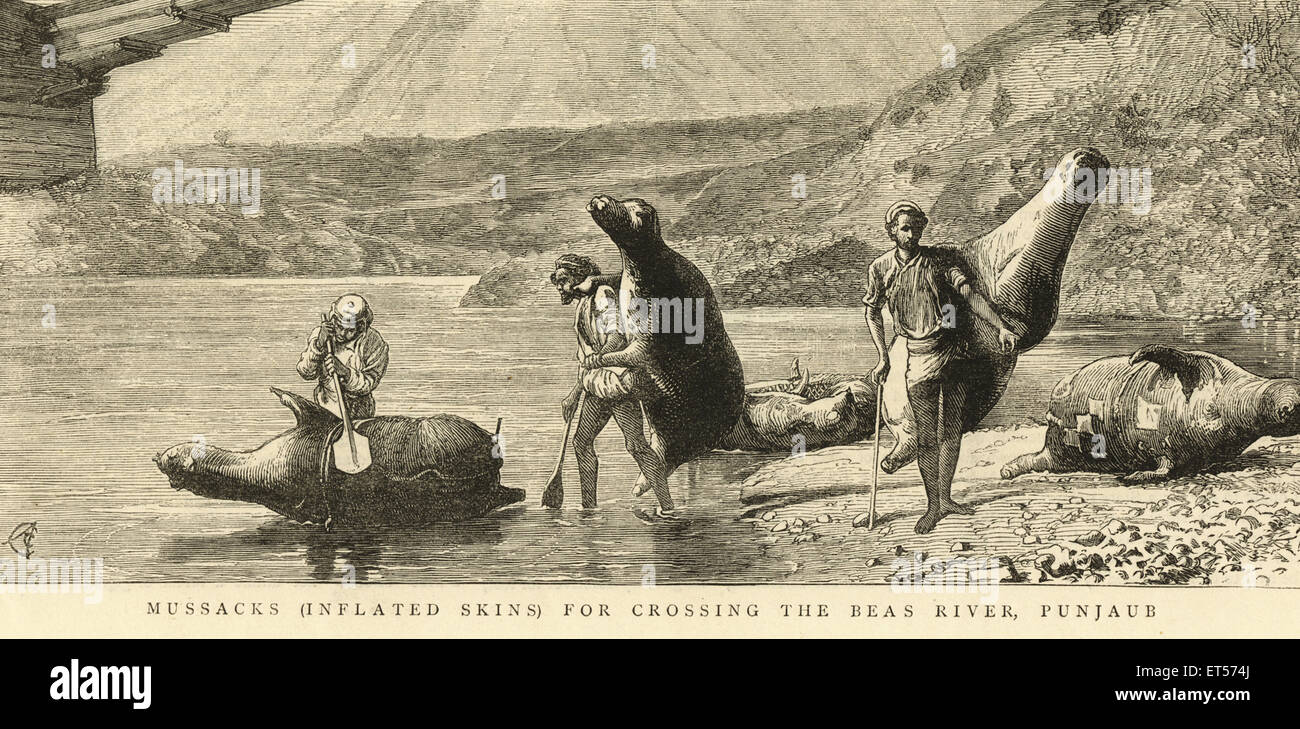 Mussacks ; inflated skins for crossing the Beas rivers ; Punjaub ...