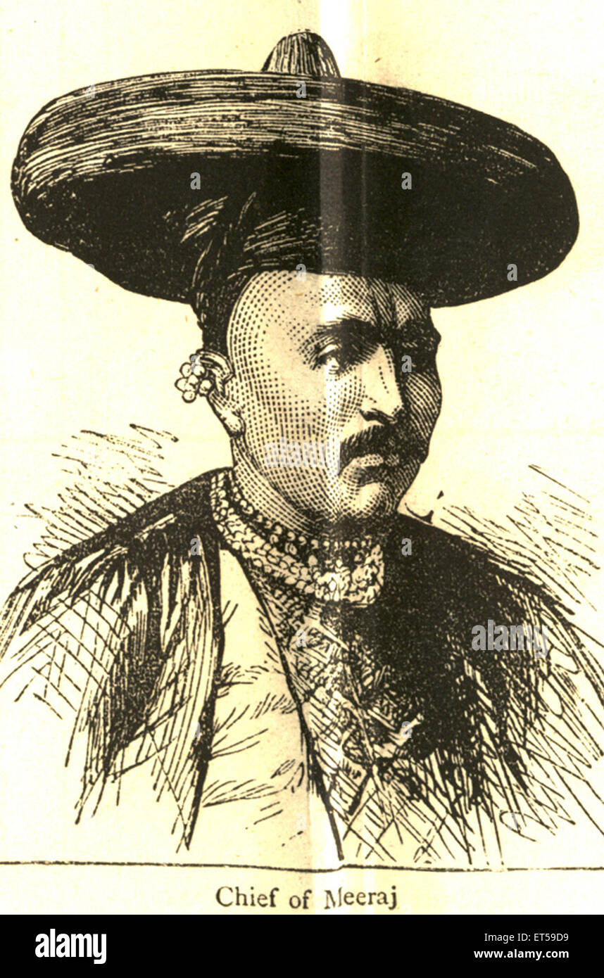 Lithographic portraits ; chief of Meeraj ; India NO MR Stock Photo - Alamy