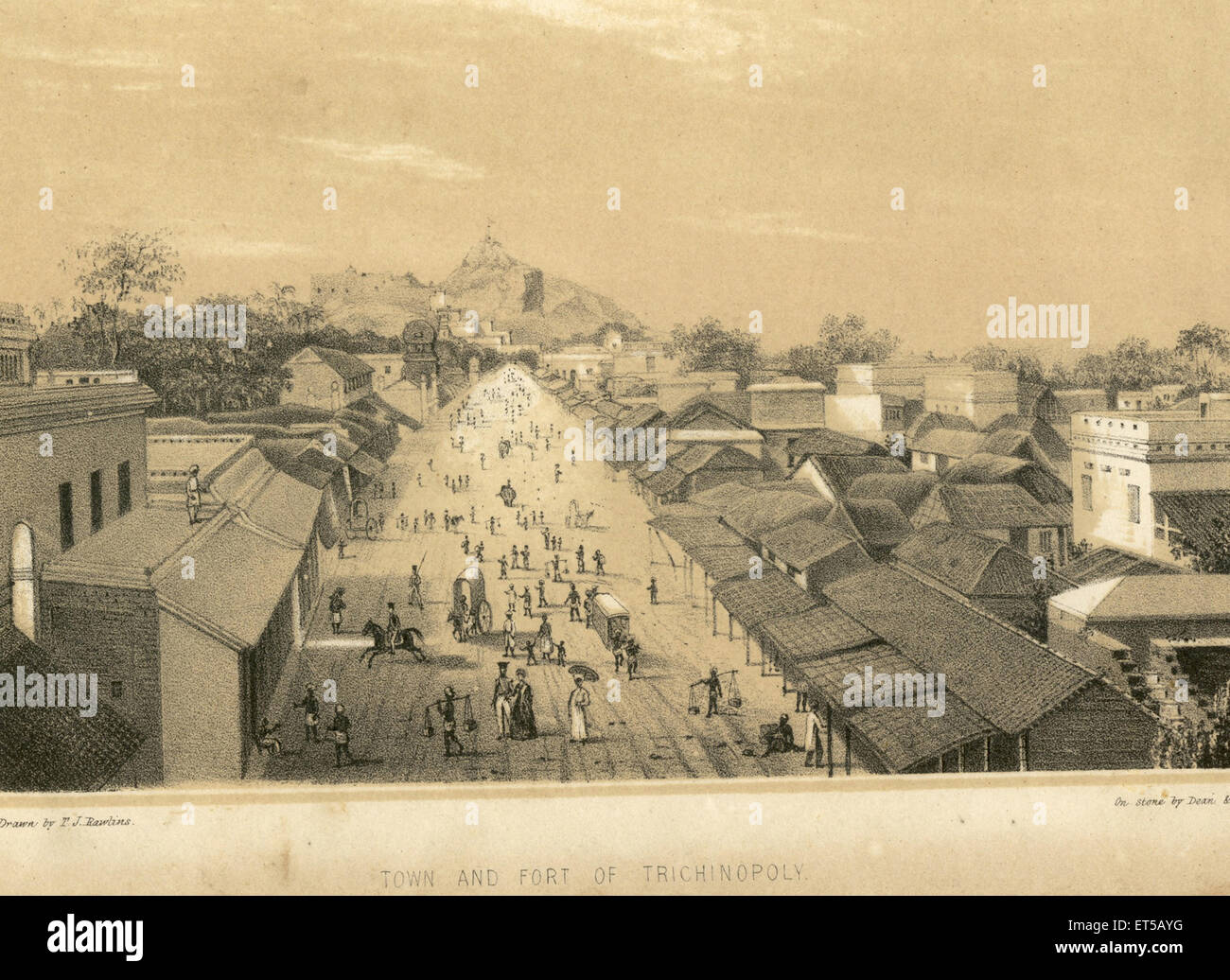 Lithographs Town and Fort of Trichinopoly or Tiruchirapalli ; Tamil ...