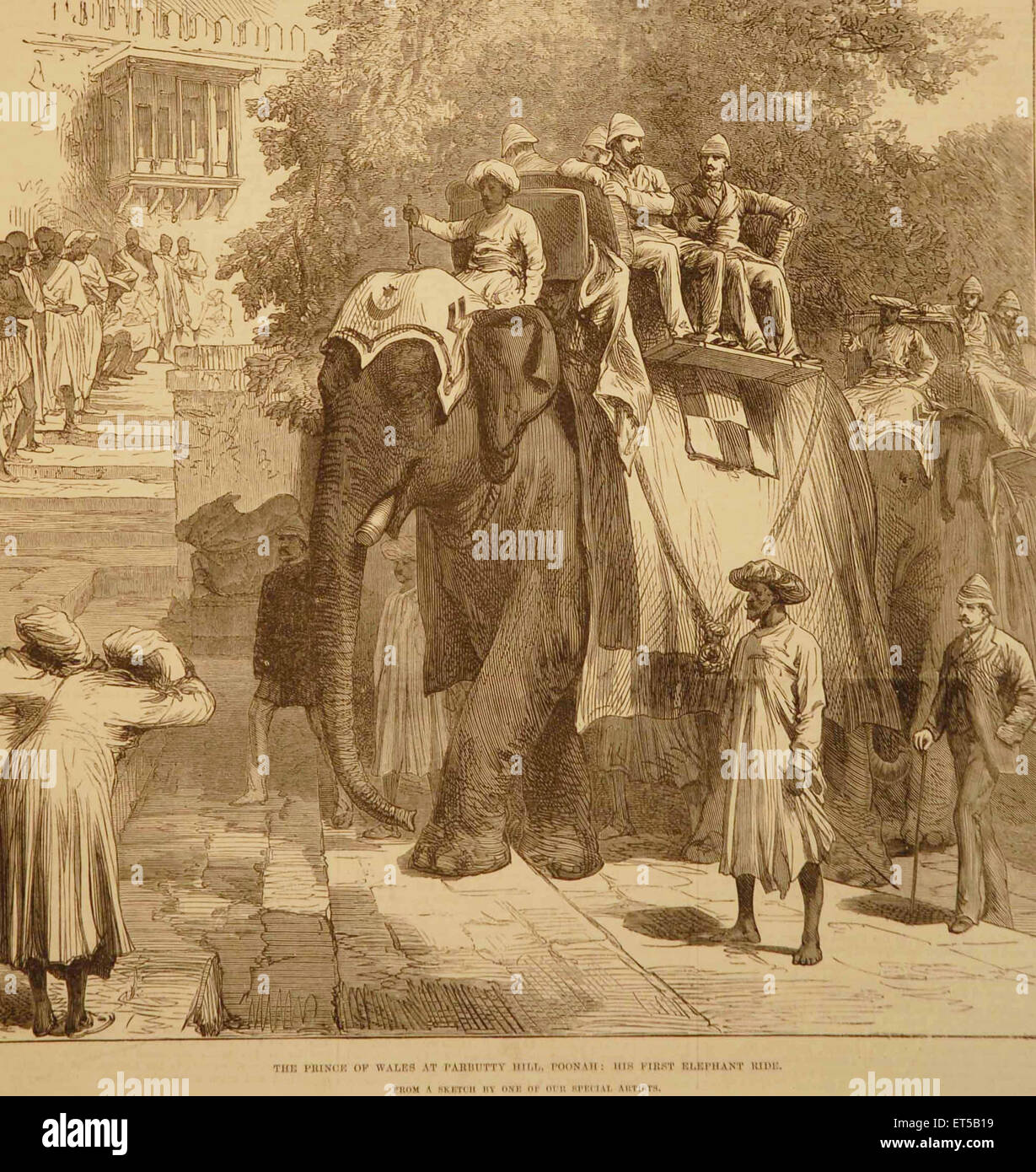 Lithographs The Prince of Wales at Parbutty Hill ; Poonah His first ...