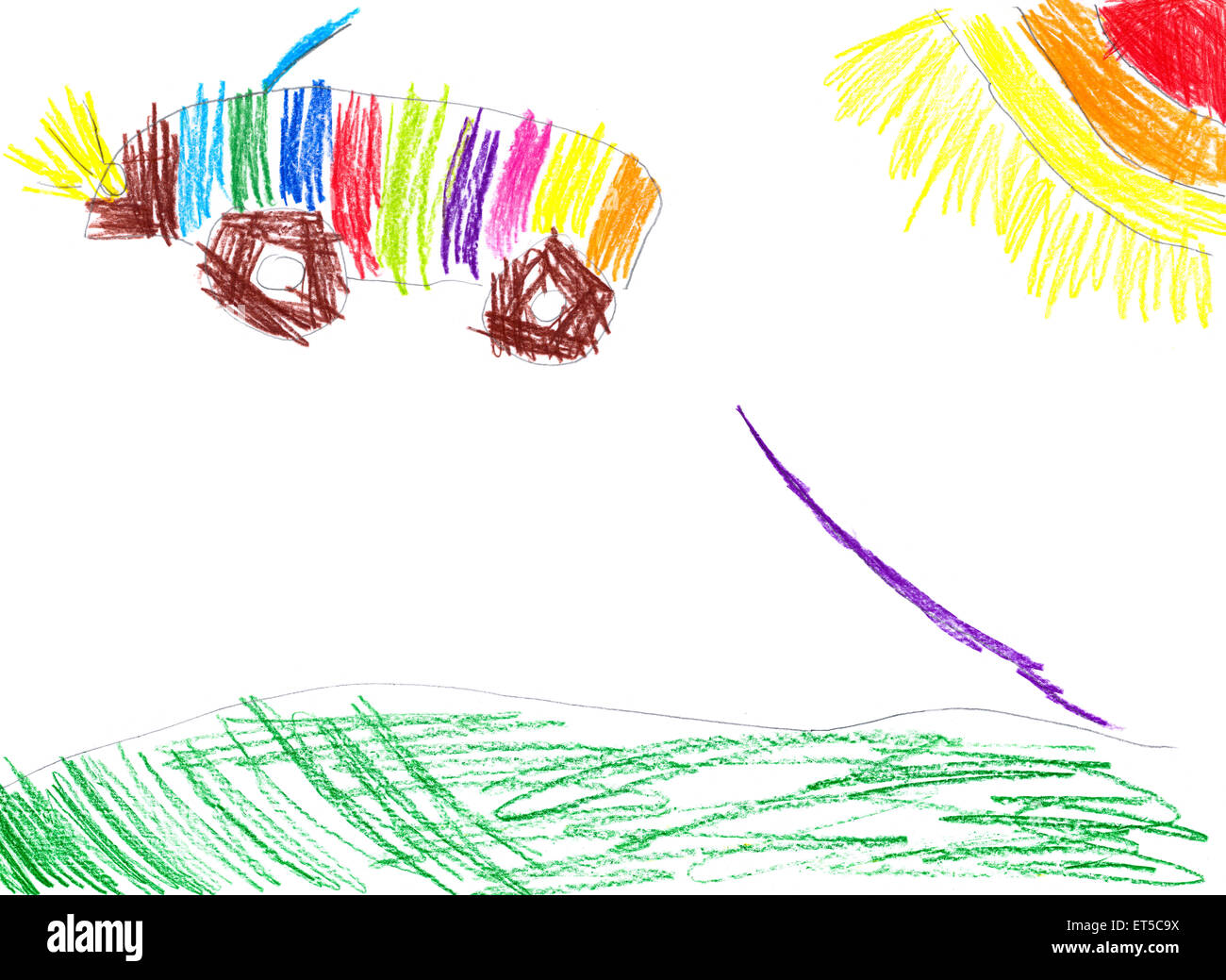 car jumping from the springboard. child drawing Stock Photo - Alamy