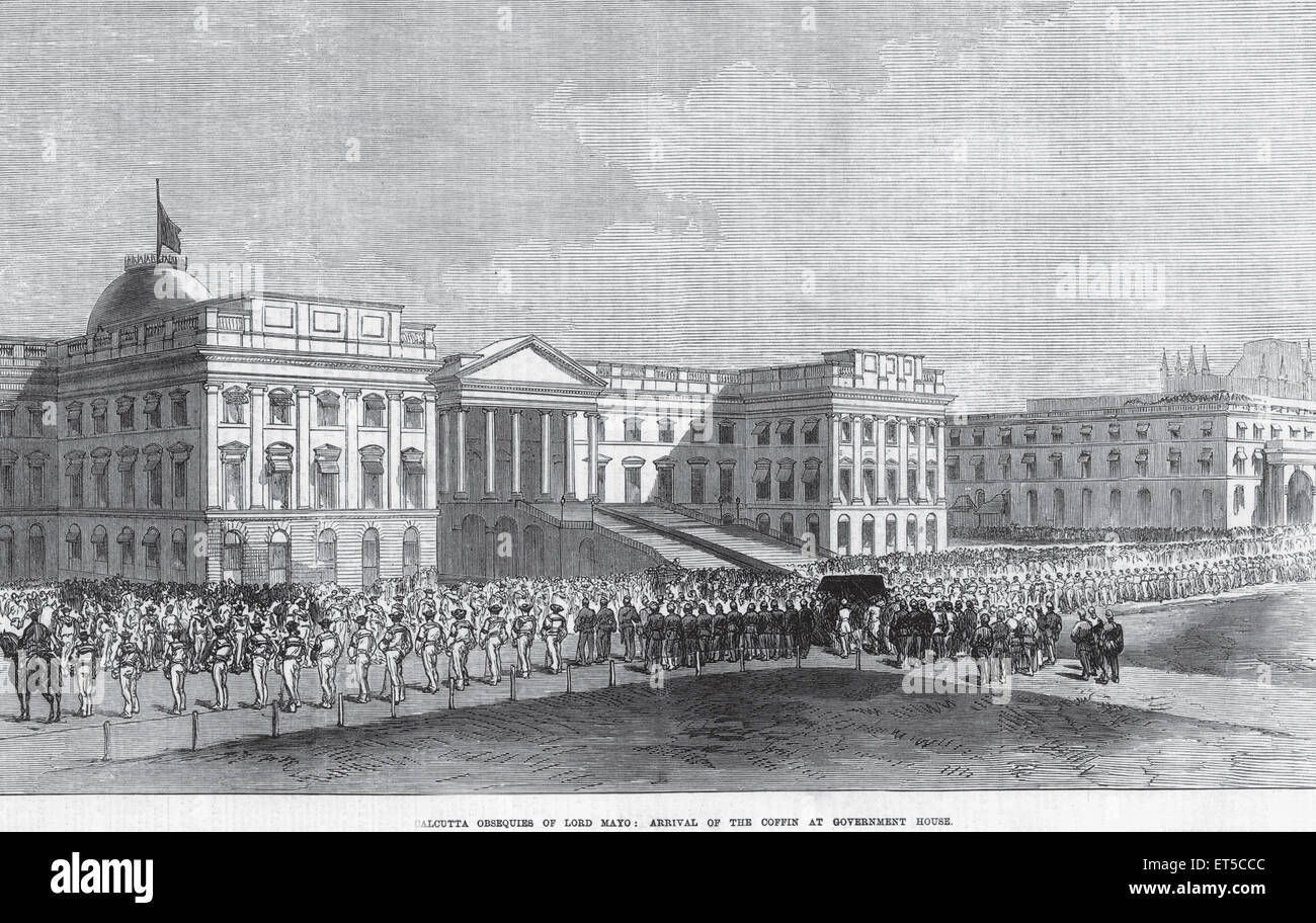 The Calcutta Obsequies of Lord Mayo arrival of Coffin at Government ...