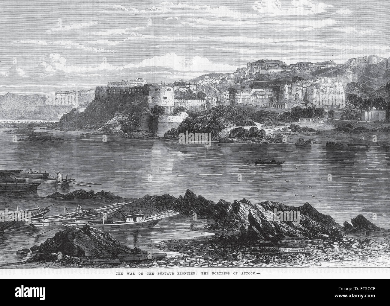 Indian forts ; British war ; Punjab ; India ; old vintage 1800s ...