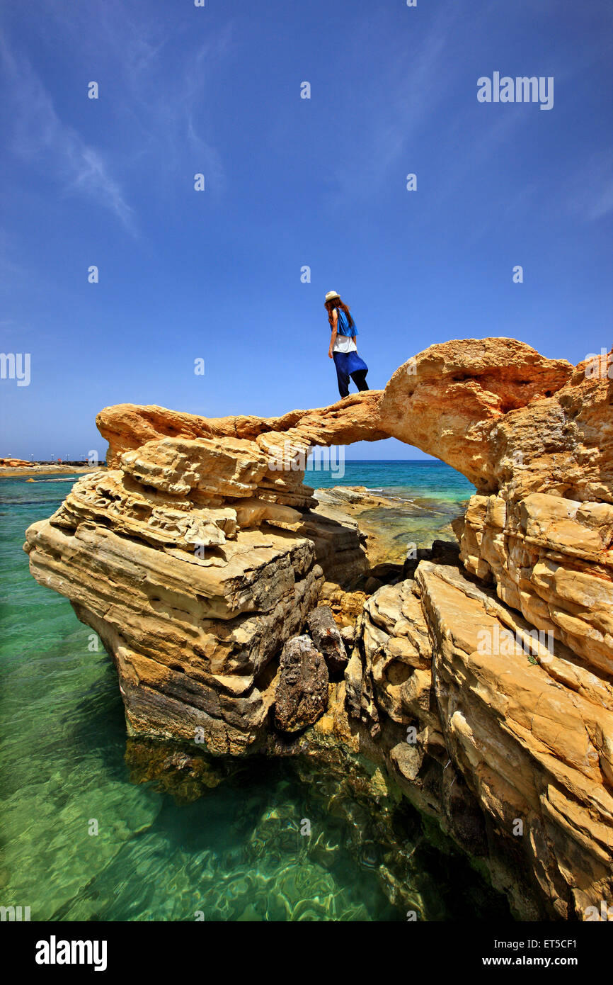 Beautiful rocky arch at Hersonissos, Heraklion, Crete, Greece Stock ...