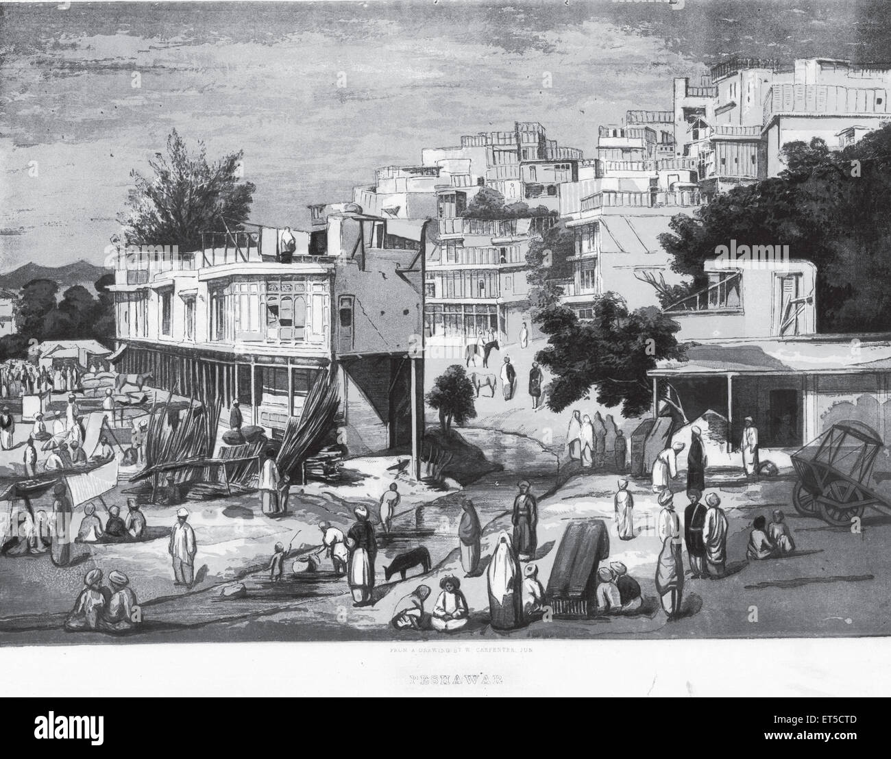 Street ; Peshawar ; Khyber Pakhtunkhwa ; Pakistan ; old vintage 1800s ...