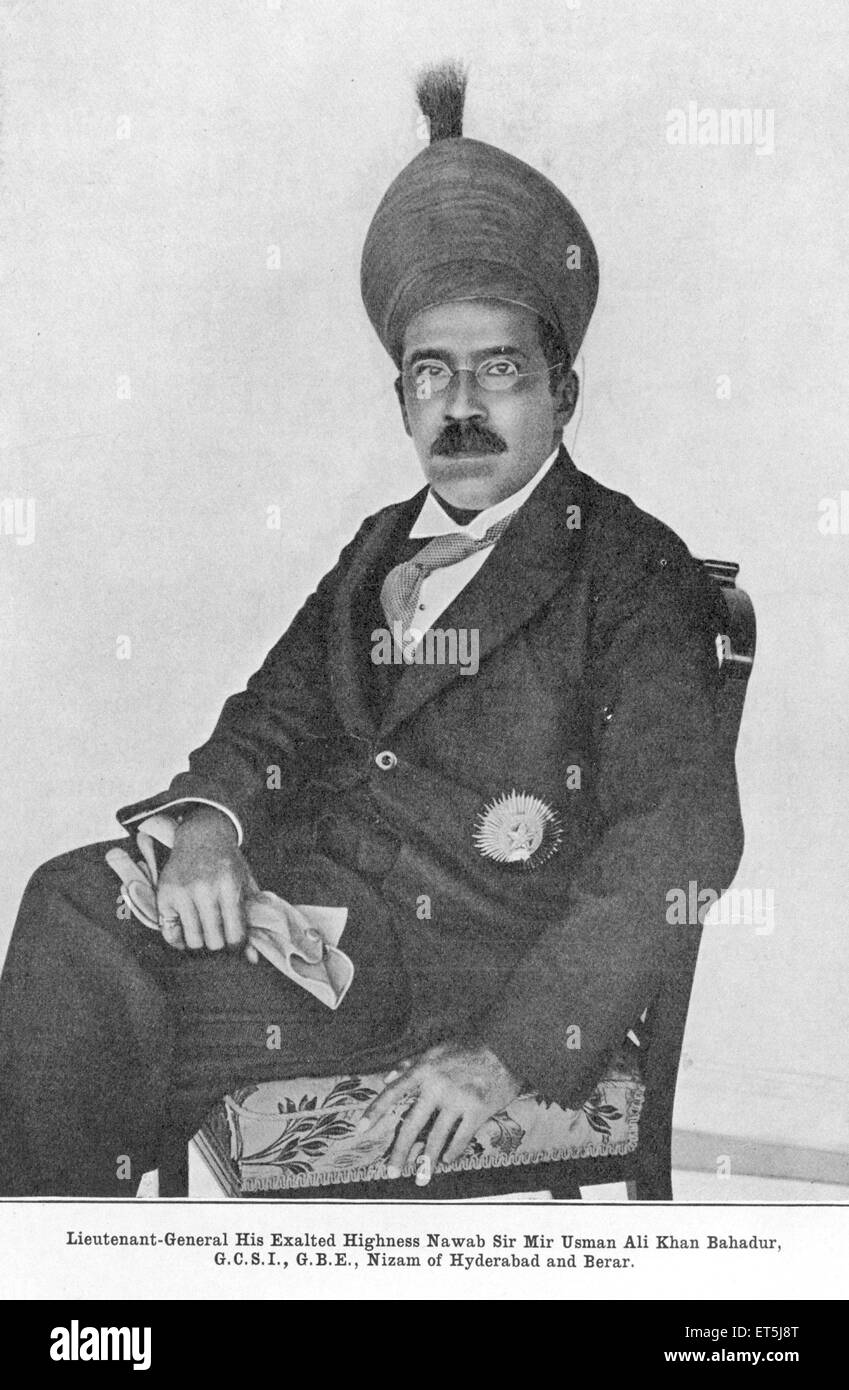 Princes of India, Lieutenant General, Exalted Highness, Nawab Sir Mir ...