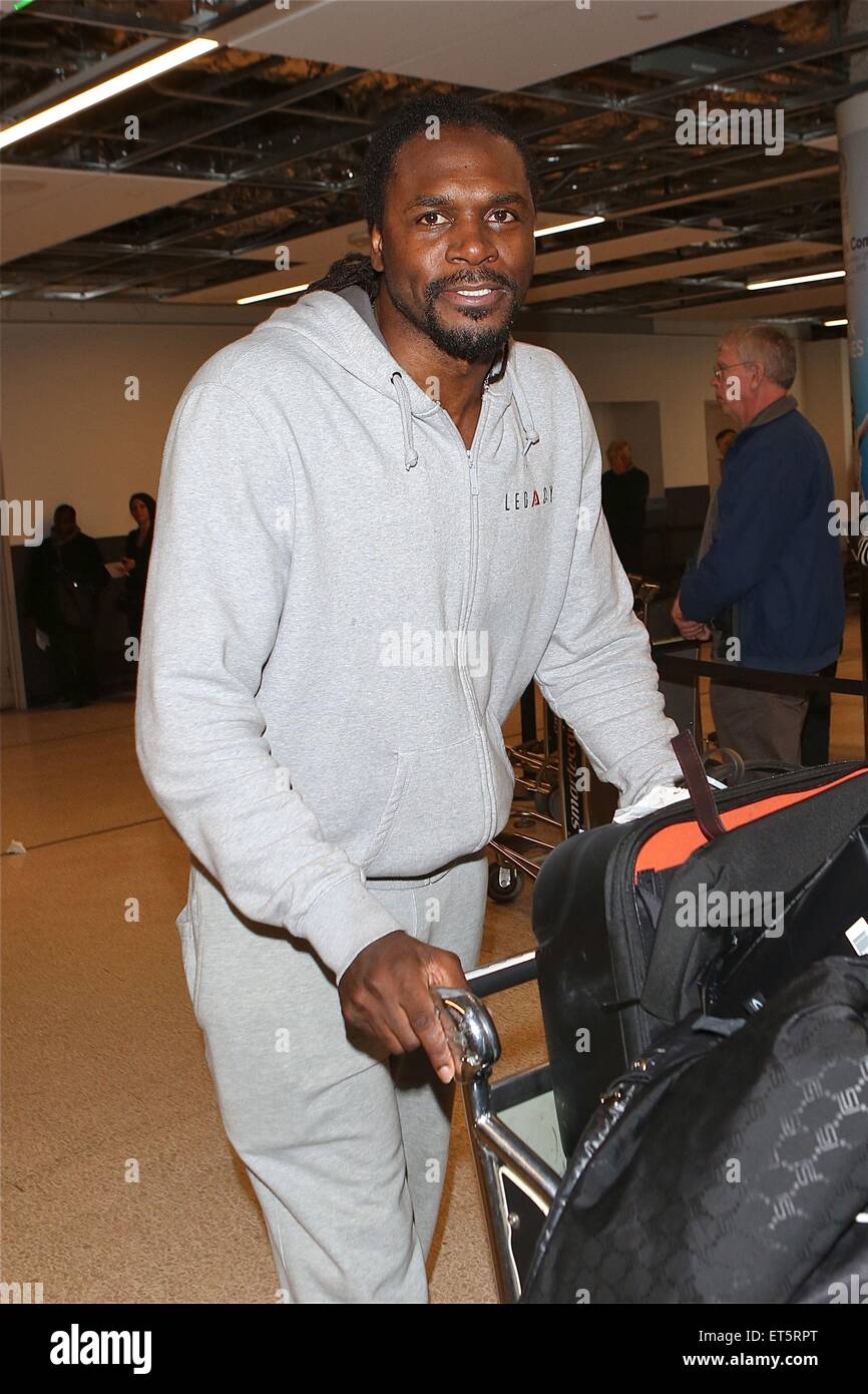 Heavyweight boxer Audley Harrison arrives on a flight to Los Angeles ...