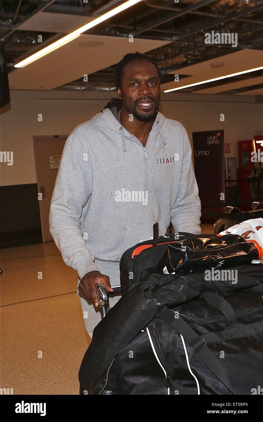 Heavyweight boxer Audley Harrison arrives on a flight to Los Angeles ...