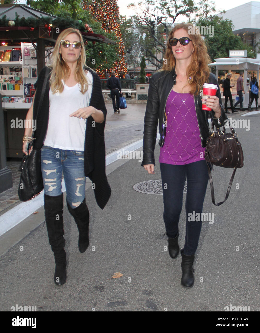Lost star, Rebecca Mader wearing a black leather jacket and purple top ...