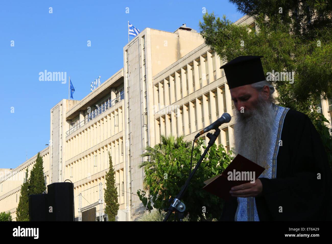 Athens, Greece. 11th June, 2015. A priest gave his blessing for the ...