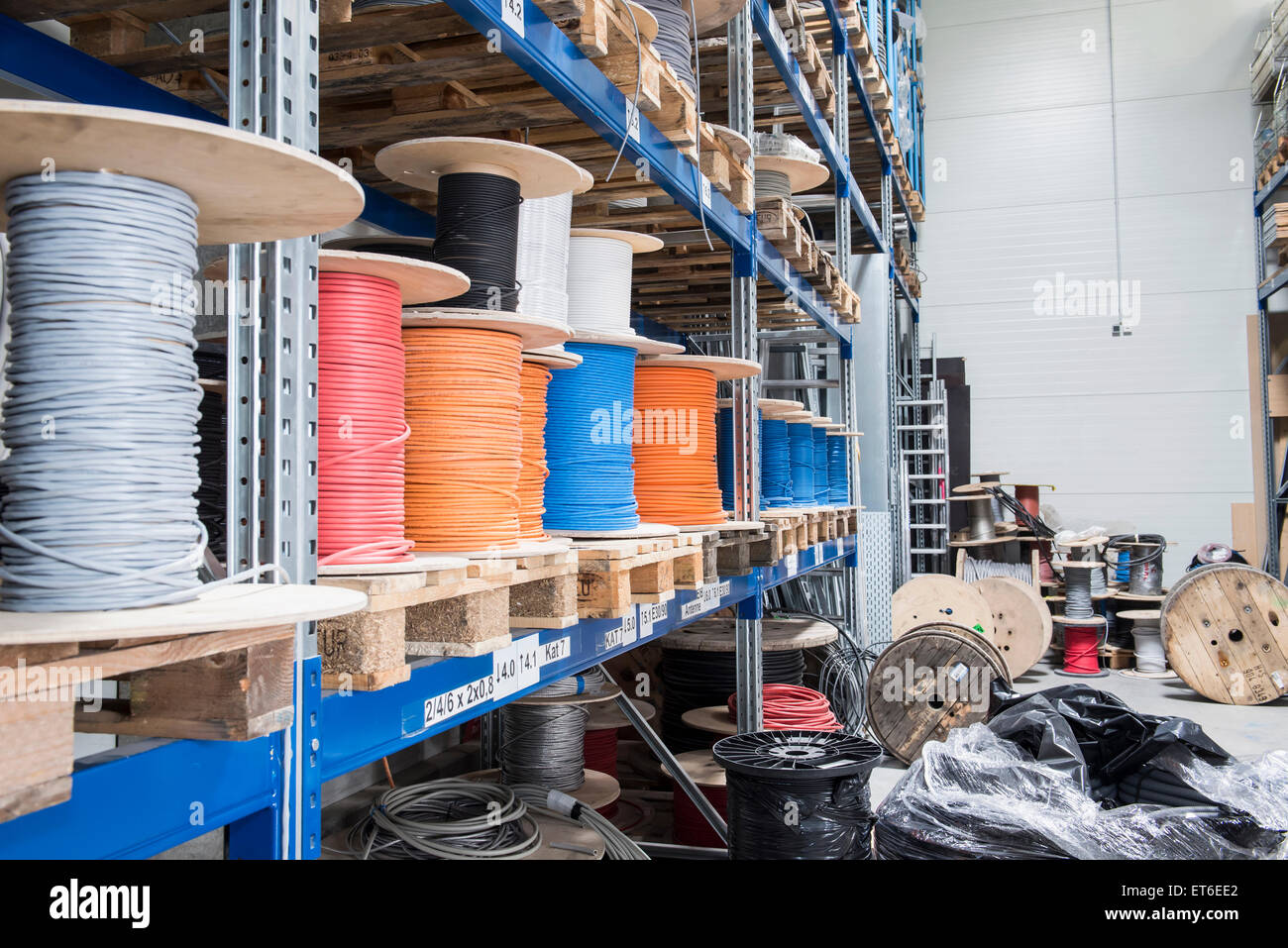 Wire bundles in cable warehouse, Munich, Bavaria, Germany Stock Photo ...