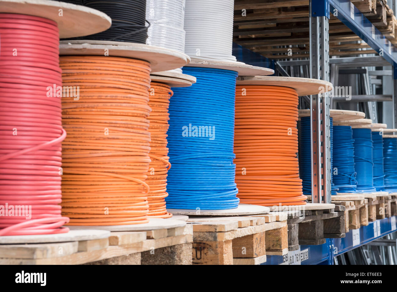 Wire bundles in cable warehouse, Munich, Bavaria, Germany Stock Photo ...
