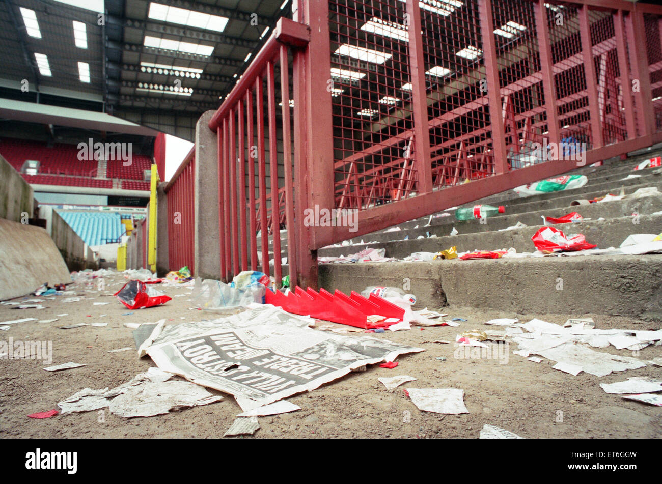 The Holte End stand at Villa Park is demolished by workmen. 10th May ...