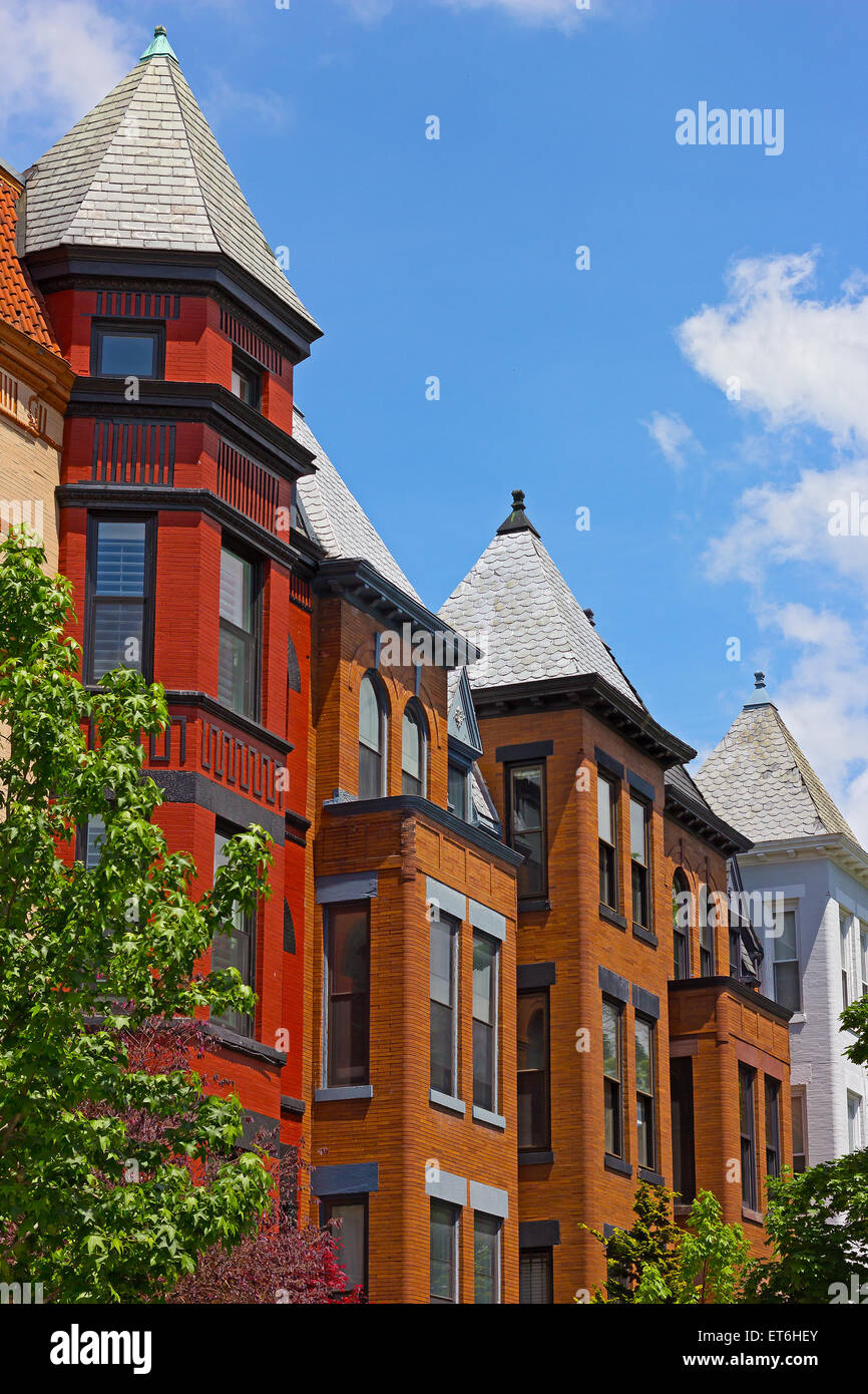 Tall row houses in historic neighborhood of Washington DC, USA Stock ...