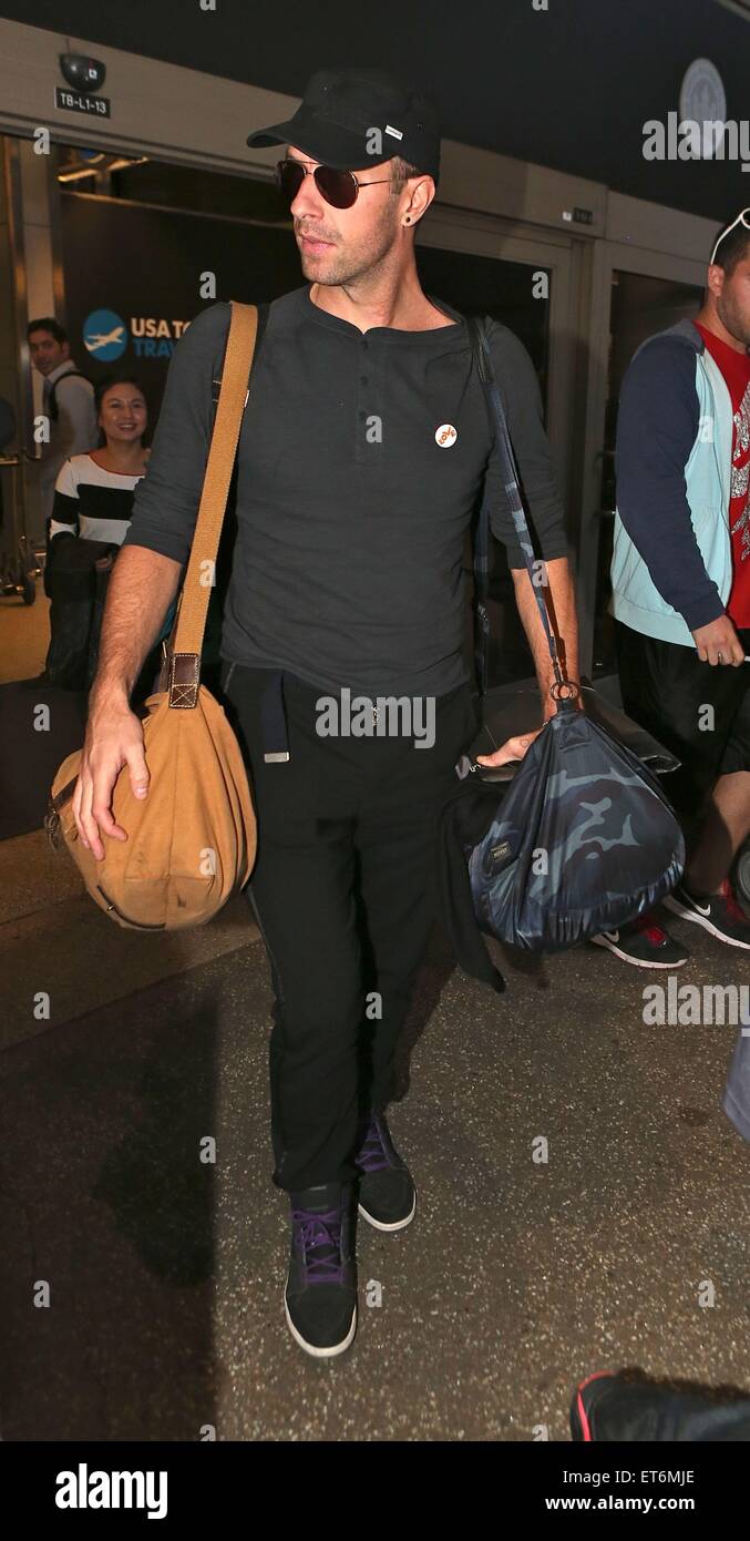 Chris Martin arrives s at LAX airport in Los Angeles Featuring: Chris ...