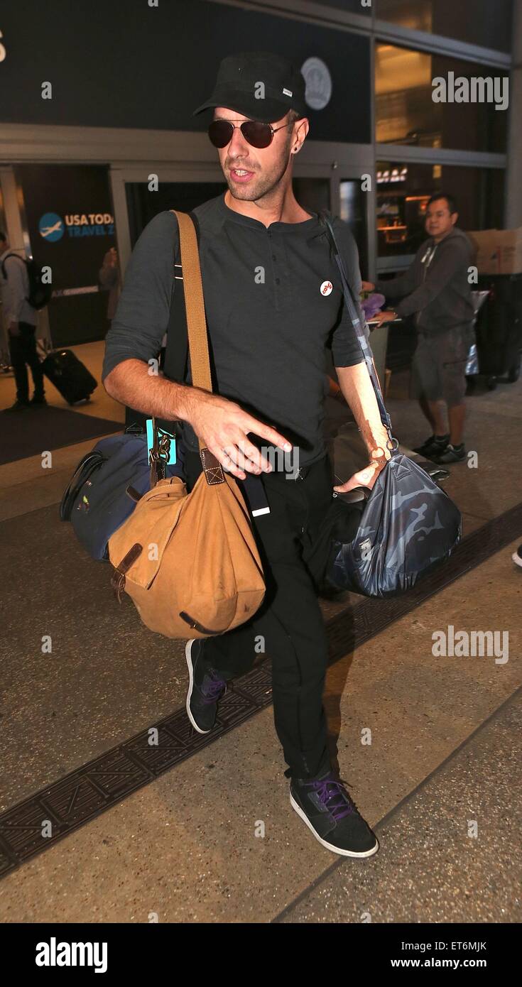 Chris Martin arrives s at LAX airport in Los Angeles Featuring: Chris ...