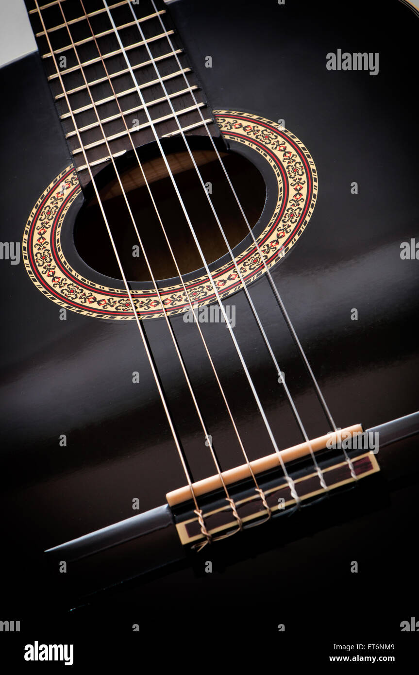 Black guitar and details Stock Photo - Alamy